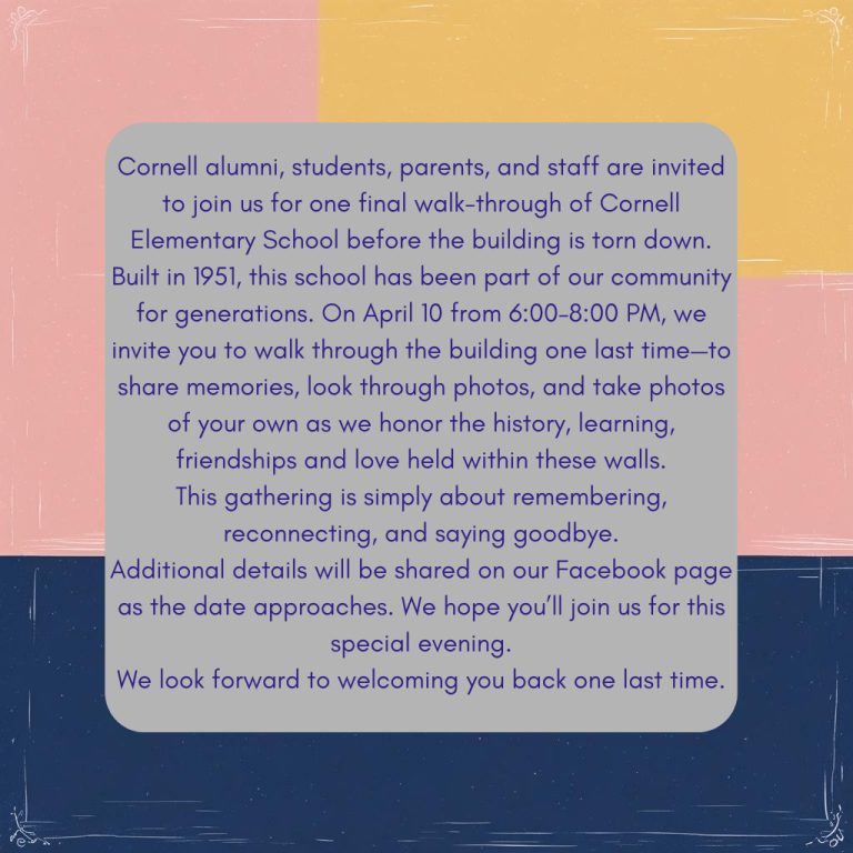Closing Cornell Celebration – April 10, 2026 – Cornell Elementary PTO